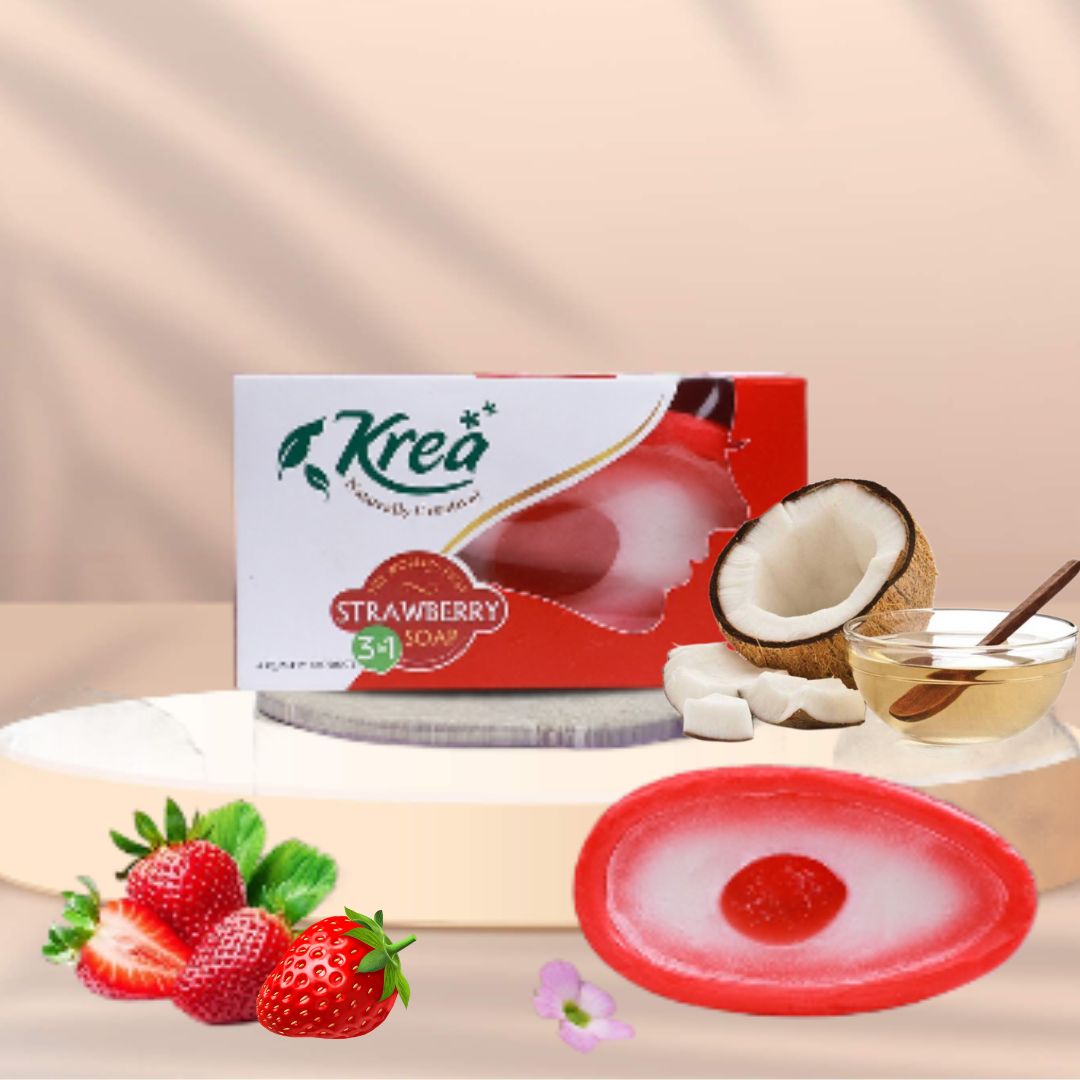 Krea Combo Pack of 3in1 Soaps-Avocado 3in1,Egg Protein 3in1,And Strawberry 3in1 Soaps - Krea Beauty